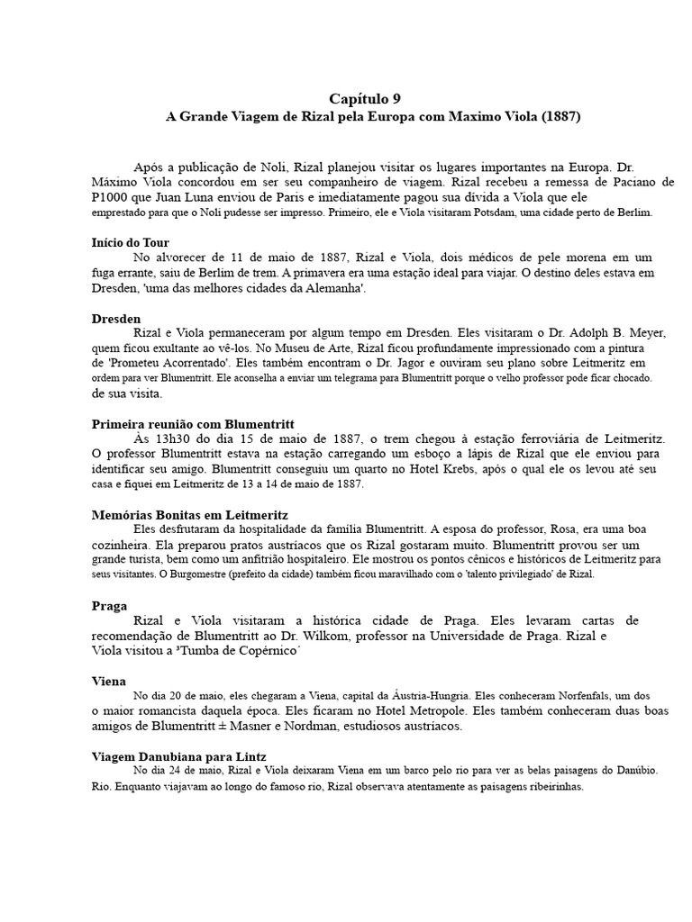 Viagem de Rizal pela Europa em 1887 | PDF