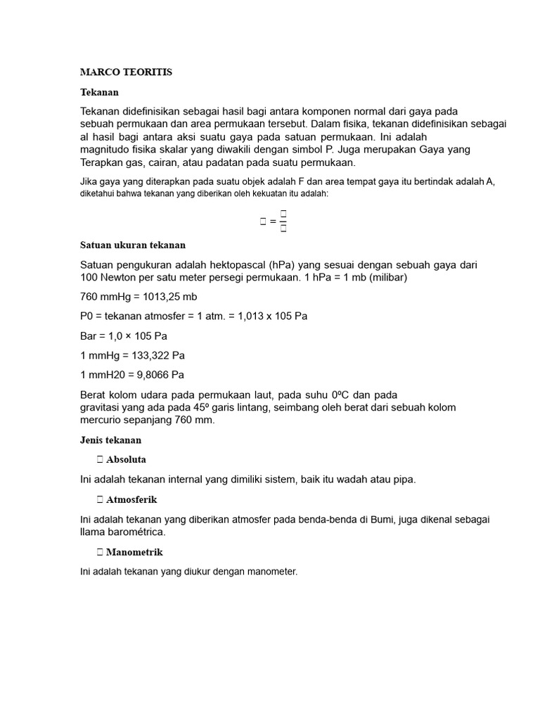 KERANG TEORITIS Tekanan Atmosfer | PDF