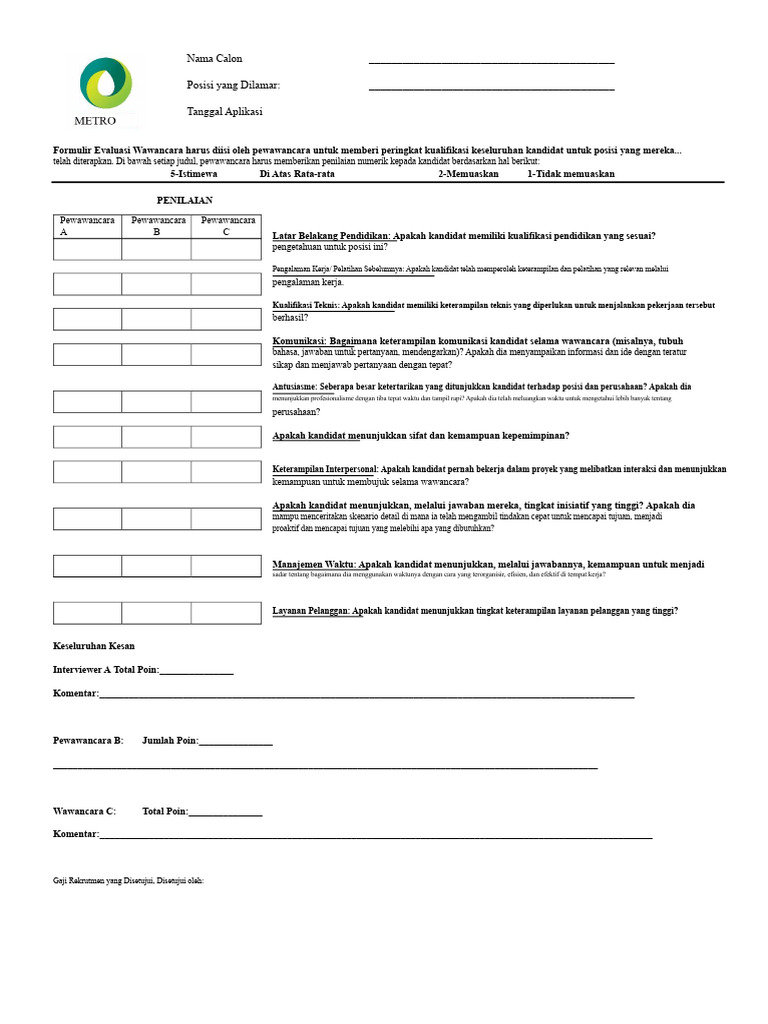 Formulir Penilaian Wawancara | PDF