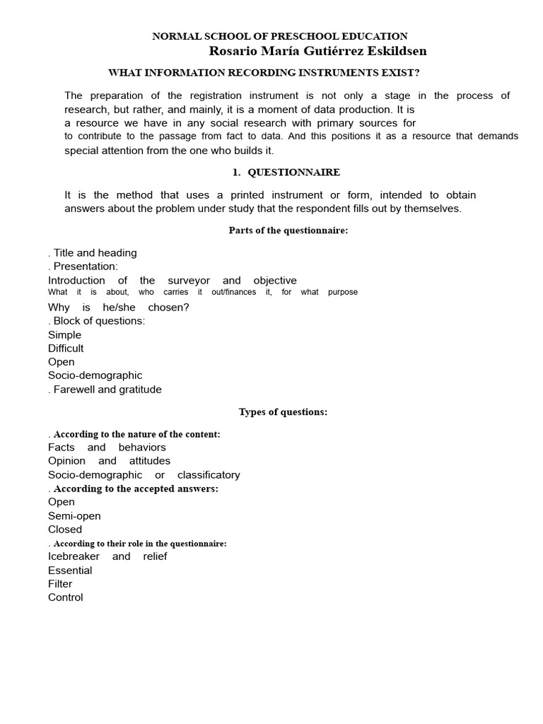 Data Collection Instruments in Education | PDF | Questionnaire ...