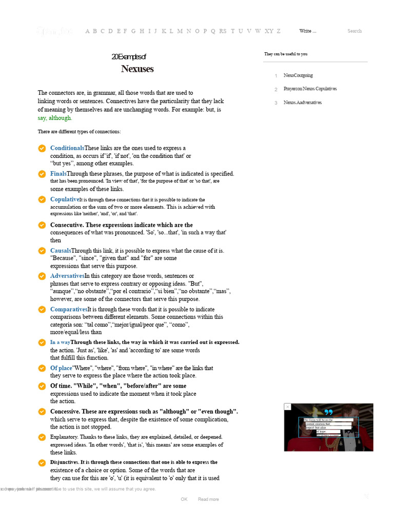 20 Examples of Connectors | PDF | Linguistics | Grammar