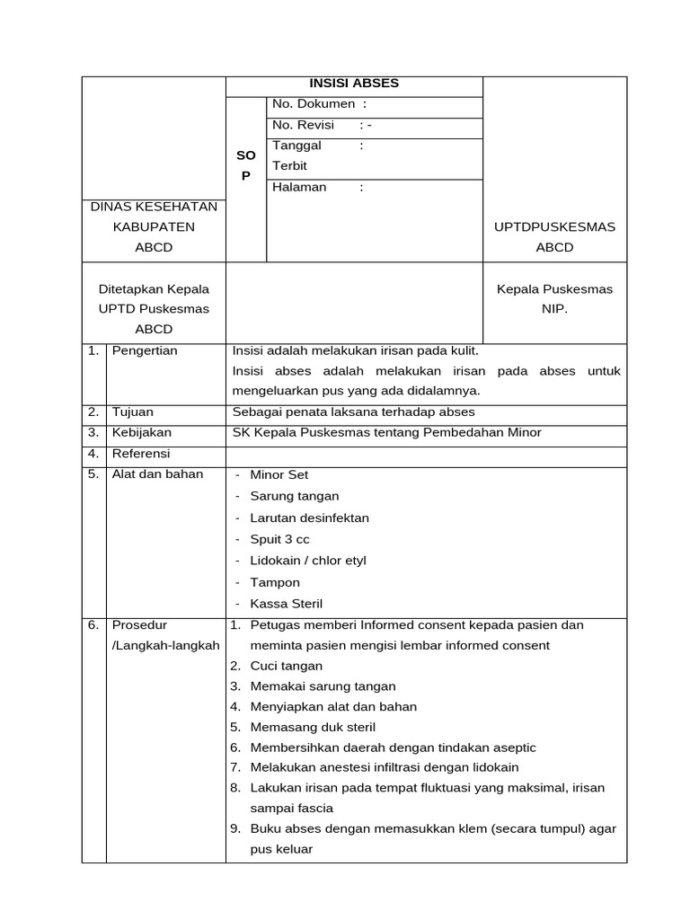 SOP Insisi Abses | PDF