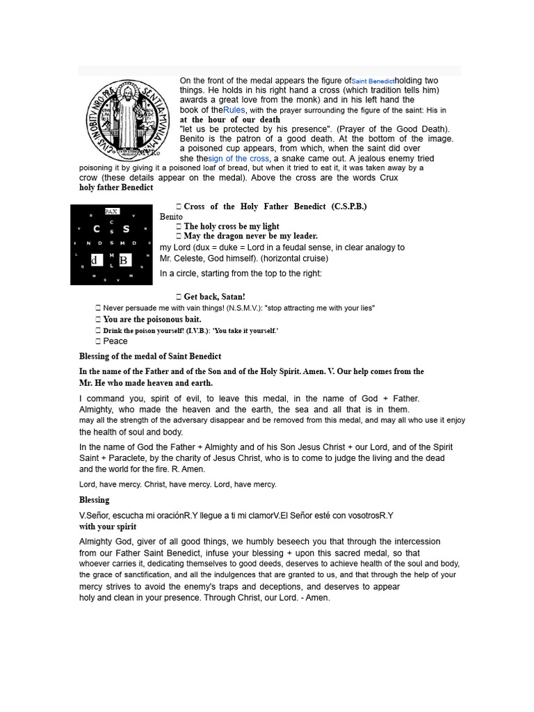 Cross of The Holy Father Benedict | PDF | Indulgence | Confession ...