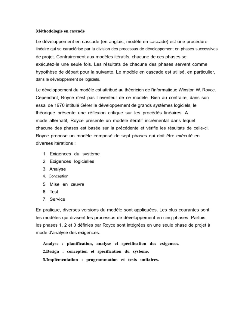 Méthodologie en cascade : Guide complet | PDF | Test de logiciel ...