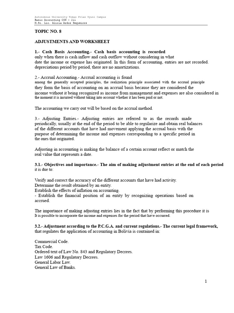 TOPIC No. 8 WORKSHEET AND ADJUSTING ENTRIES | PDF | Debits And Credits ...
