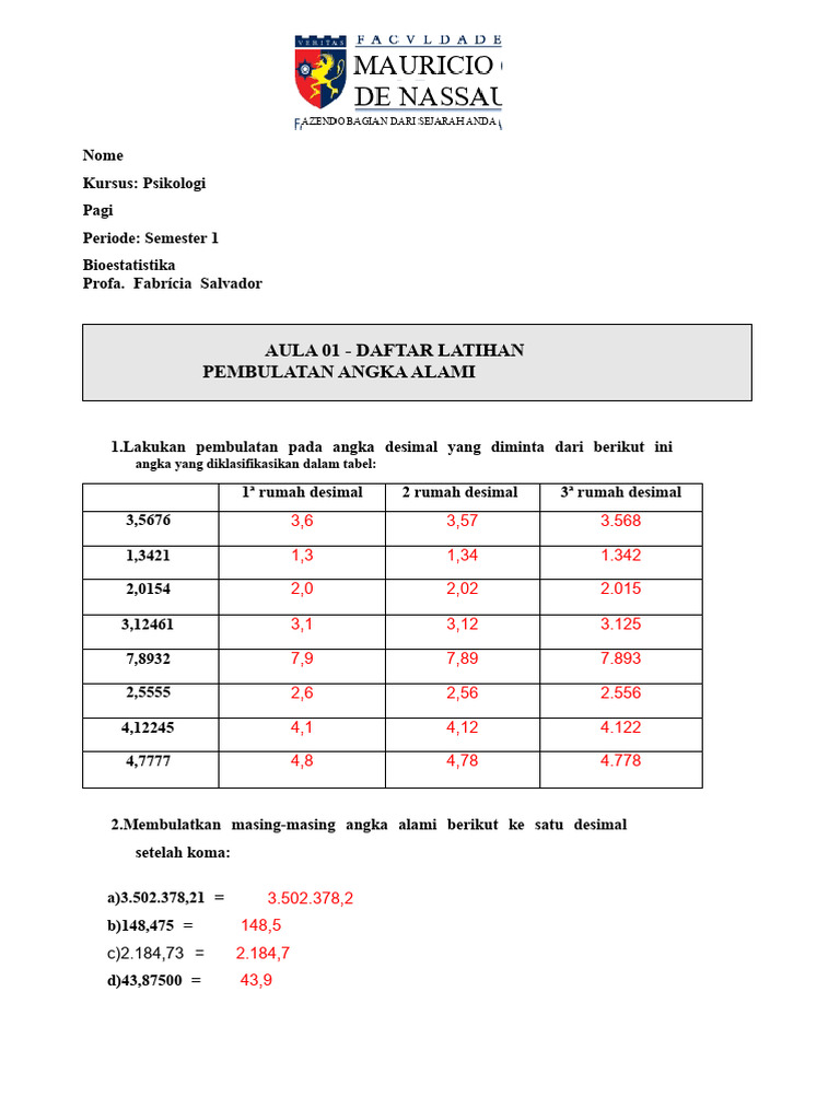 Pembulatan Angka dan Variabel Statistik | PDF