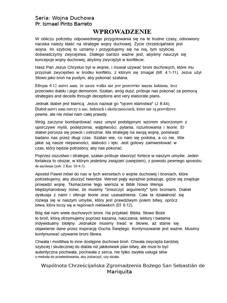 Wprowadzenie Do Broni Duchowej | PDF