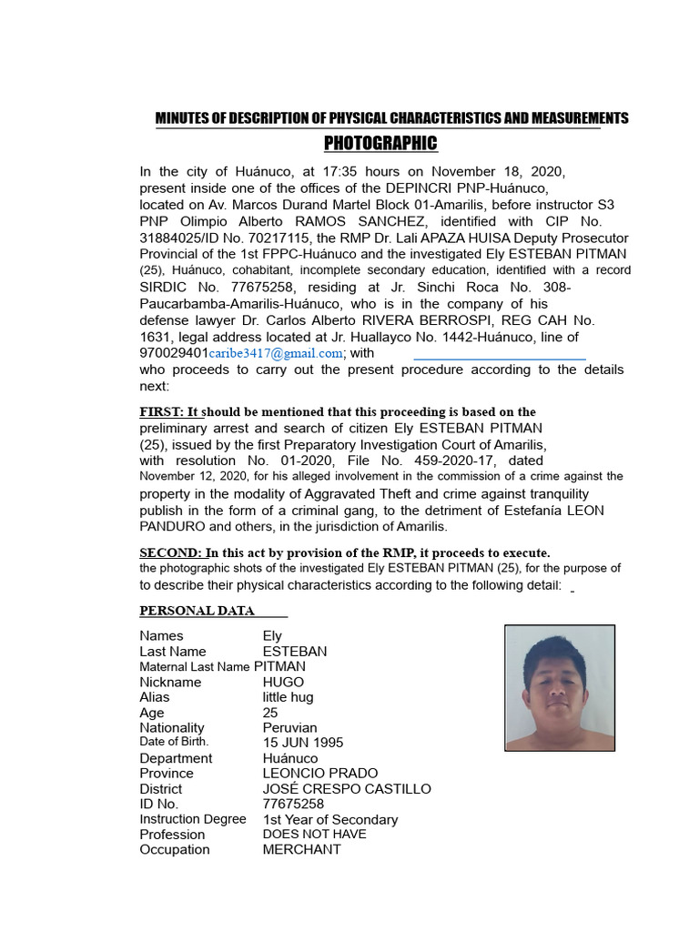 Report On Physical Characteristics of Detainee | PDF | National ...