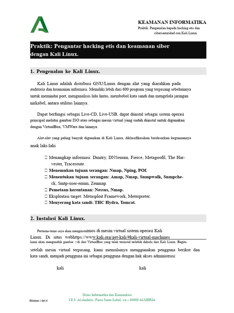 Panduan Hacking Etis dengan Kali Linux | PDF