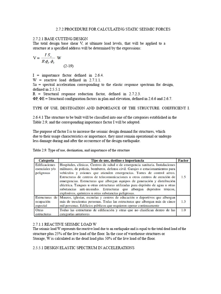 Seismic Force Calculation Procedure | PDF | Seismology | Mechanics