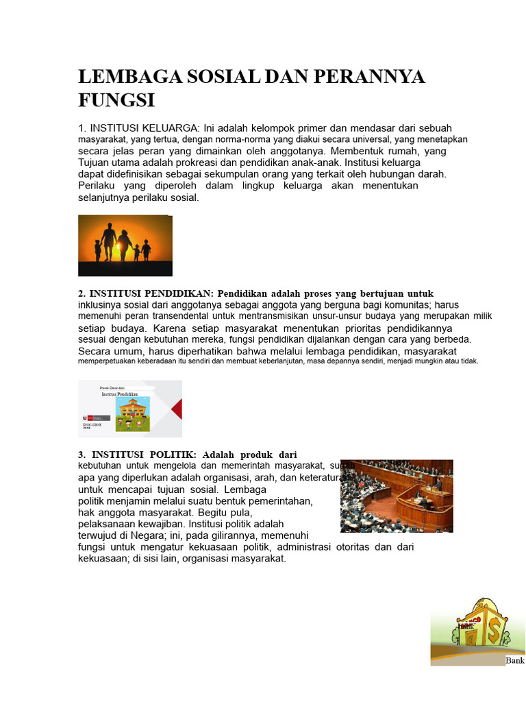 Peran Lembaga Sosial dalam Masyarakat | PDF