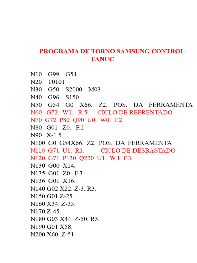 Programação de Torno CNC Samsung | PDF | Velocidade | Engenharia Mecânica