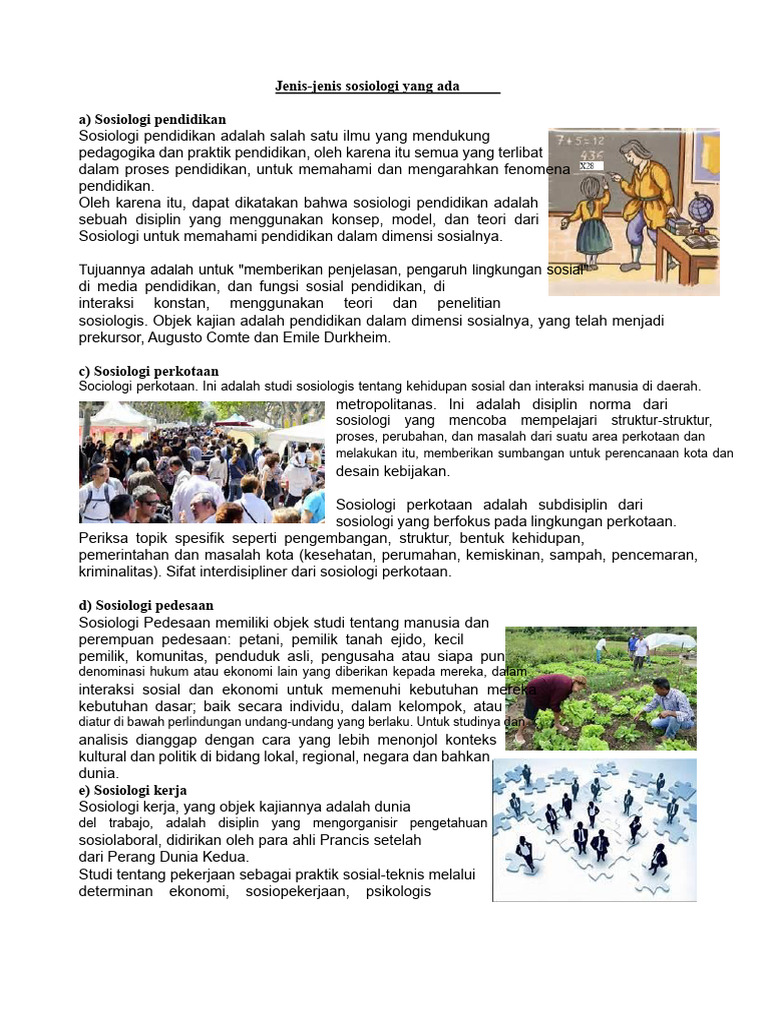 Jenis-Jenis Sosiologi dan Fokus Studi | PDF