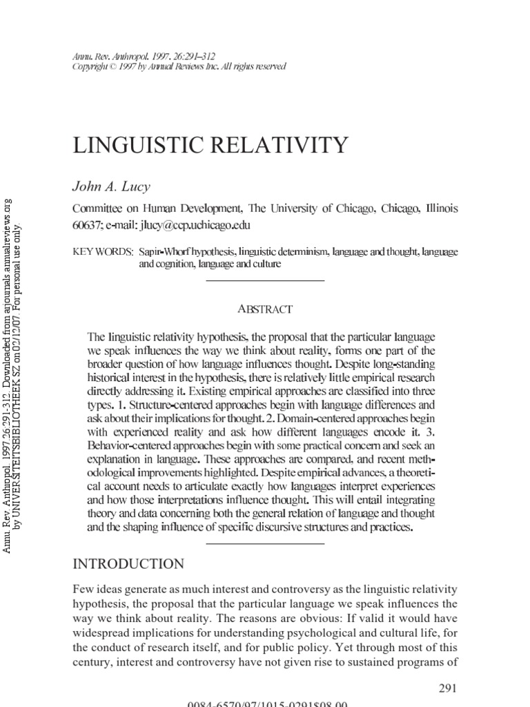 Lucy Linguistic Relativity | PDF | Linguistics | Thought