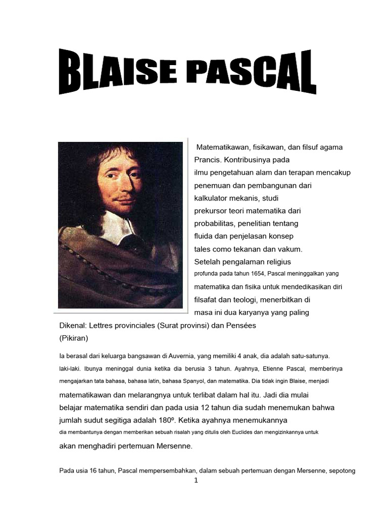 Biografi Blaise Pascal | PDF