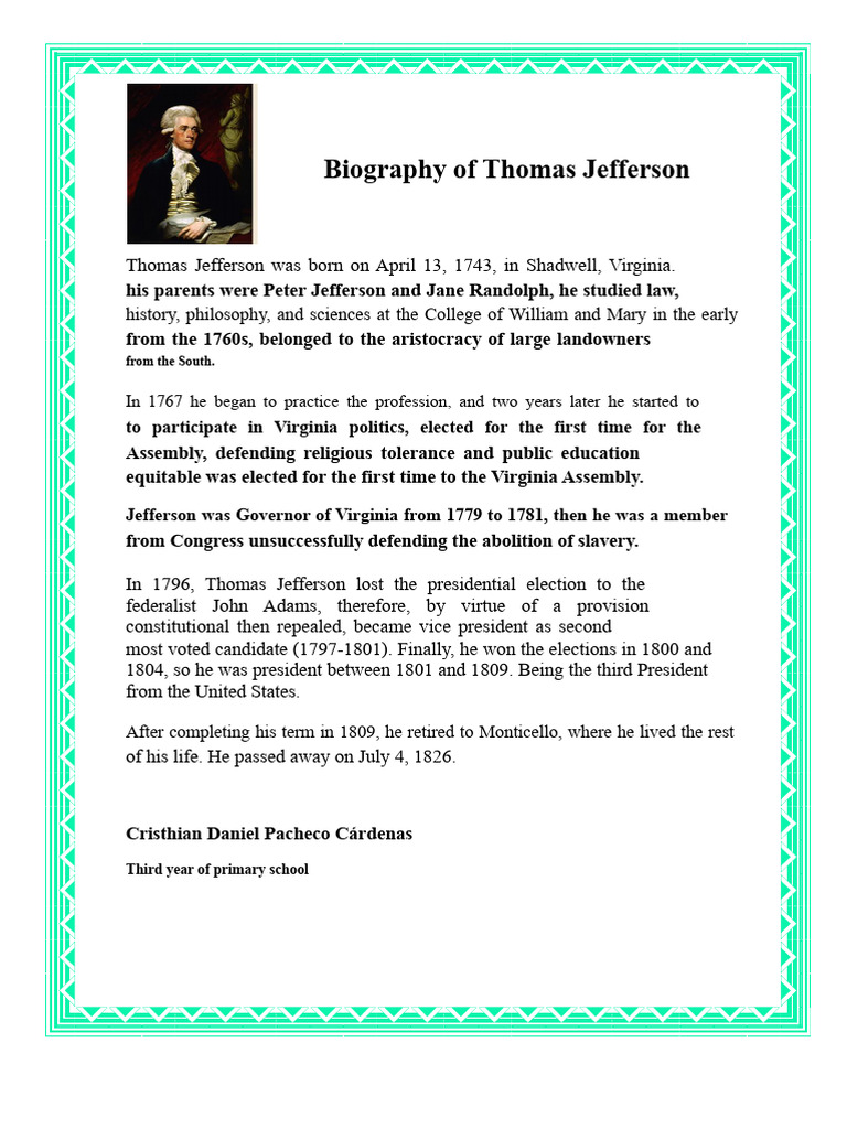 Thomas Jefferson: Life and Legacy | PDF