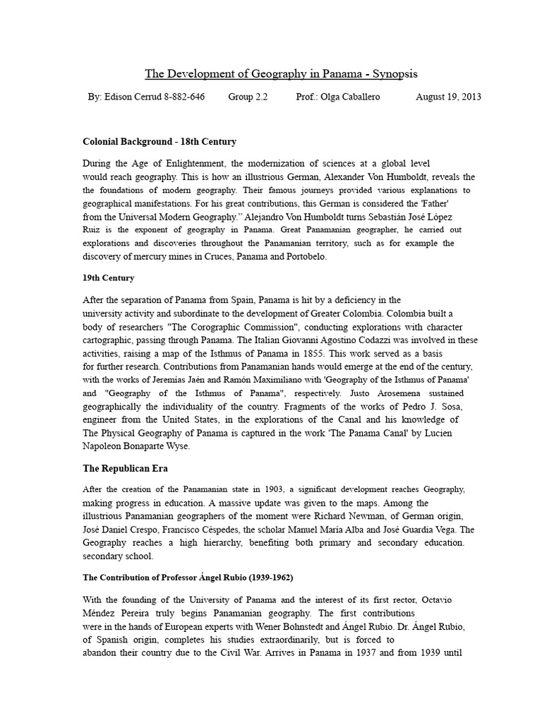 The Development of Geography in Panama | PDF | Panama | Geography