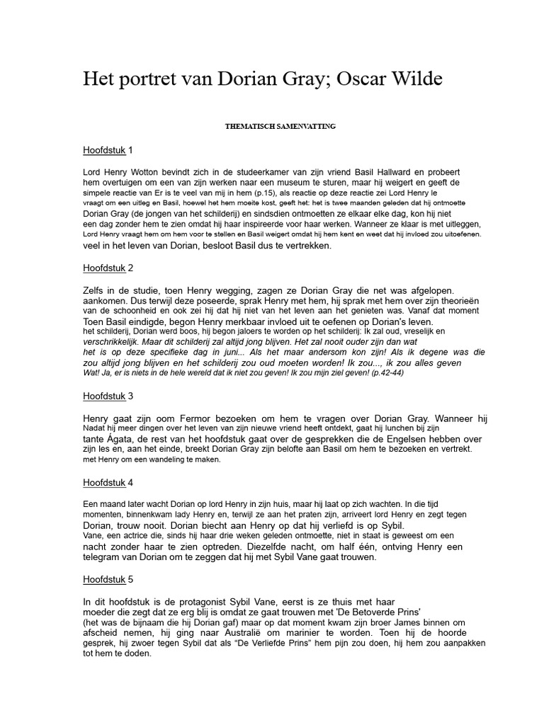 Het Portret Van Dorian Gray 1°A | PDF