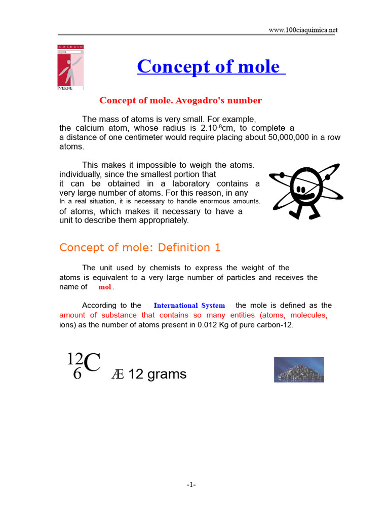 Understanding the Concept of Mole | PDF | Mole (Unit) | Molecules