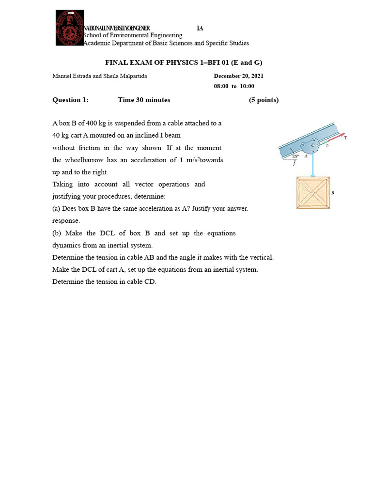 2021-2 Final Physics 1 Exam | PDF | Force | Collision