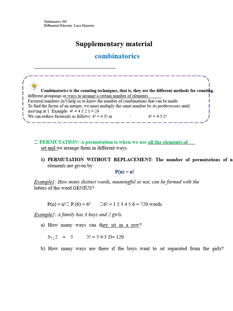 Combinatorics: Counting Techniques Explained | PDF | Permutation ...