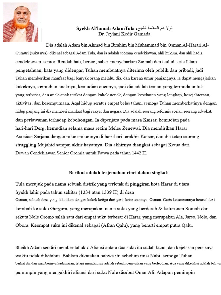 Biografi Sh. Adam Tula | PDF