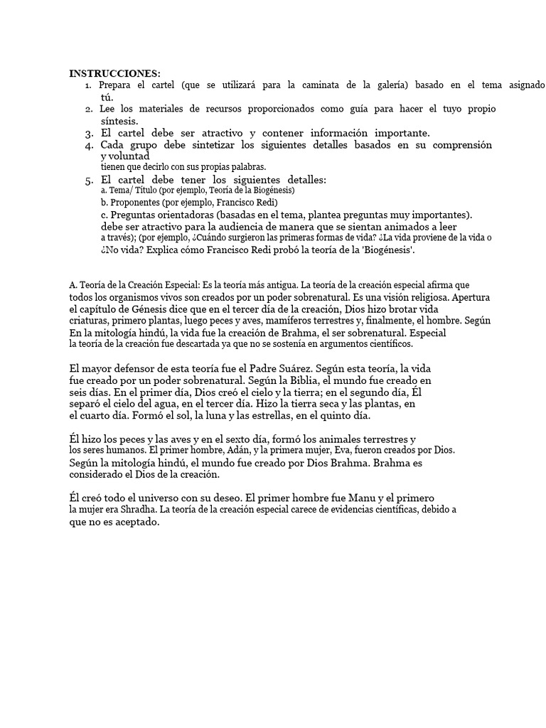 Actividad 1 Paseo Por La Galería ELS Origen de La Vida | PDF ...