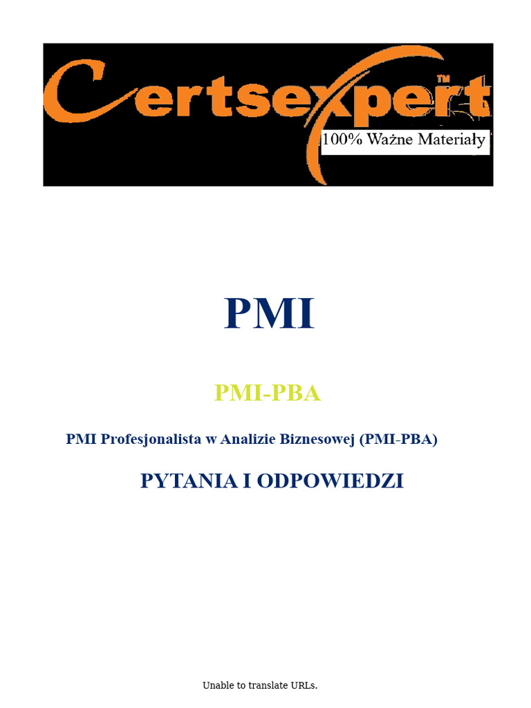 PMI PBA Certy Ekspert PDF | PDF