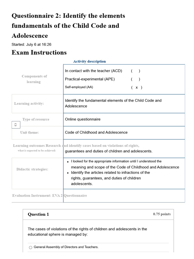 Exam - (AAB02) Questionnaire 2 - Identify The Fundamental Elements of ...