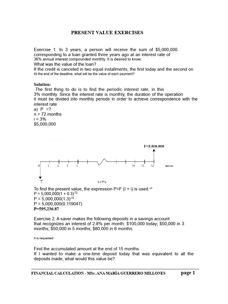 Present Value Financial Exercises | PDF | Present Value | Interest