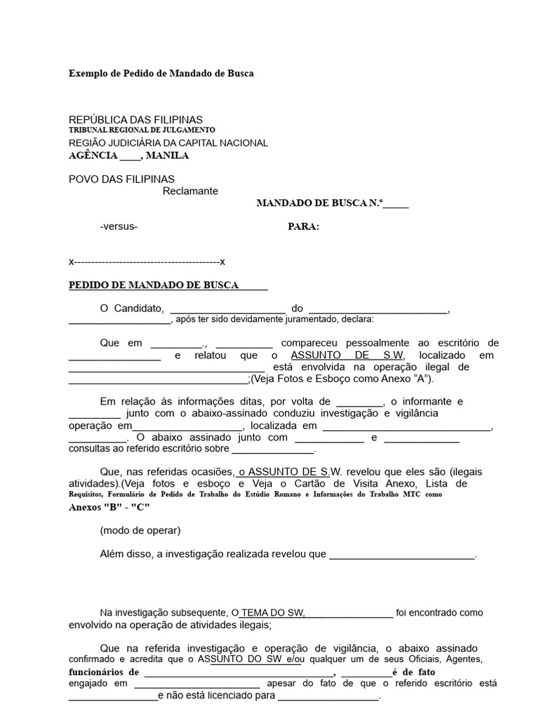 Pedido de Mandado de Busca Legal | PDF