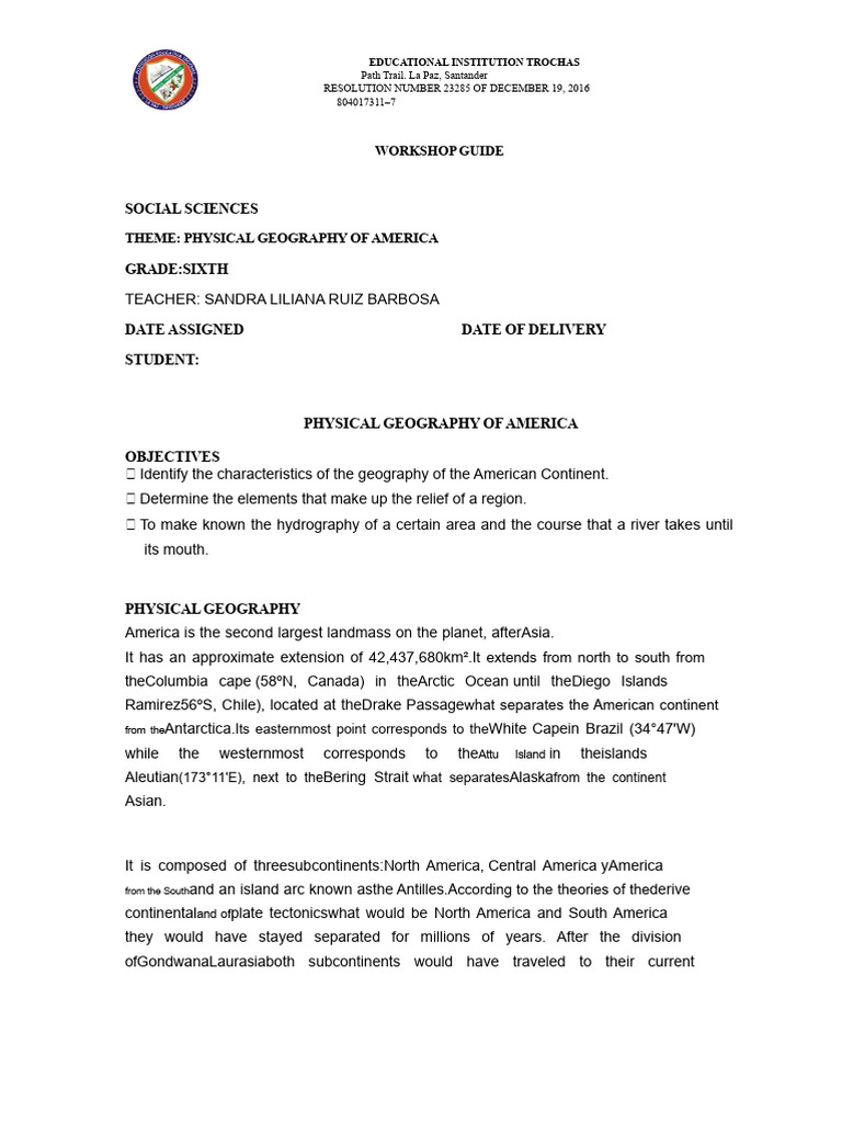 SOCIAL STUDIES 6th GRADE PHYSICAL GEOGRAPHY OF AMERICA | PDF | Amazon ...