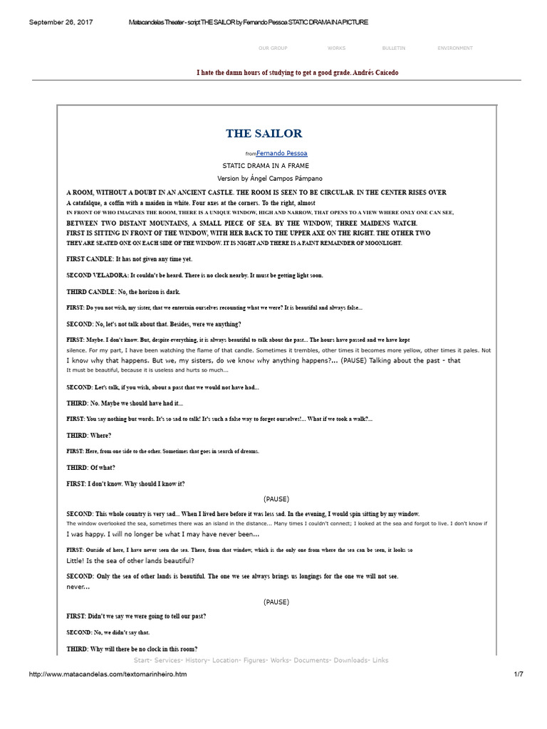 The Sailor: A Static Drama Script | PDF | Dream | Nothing