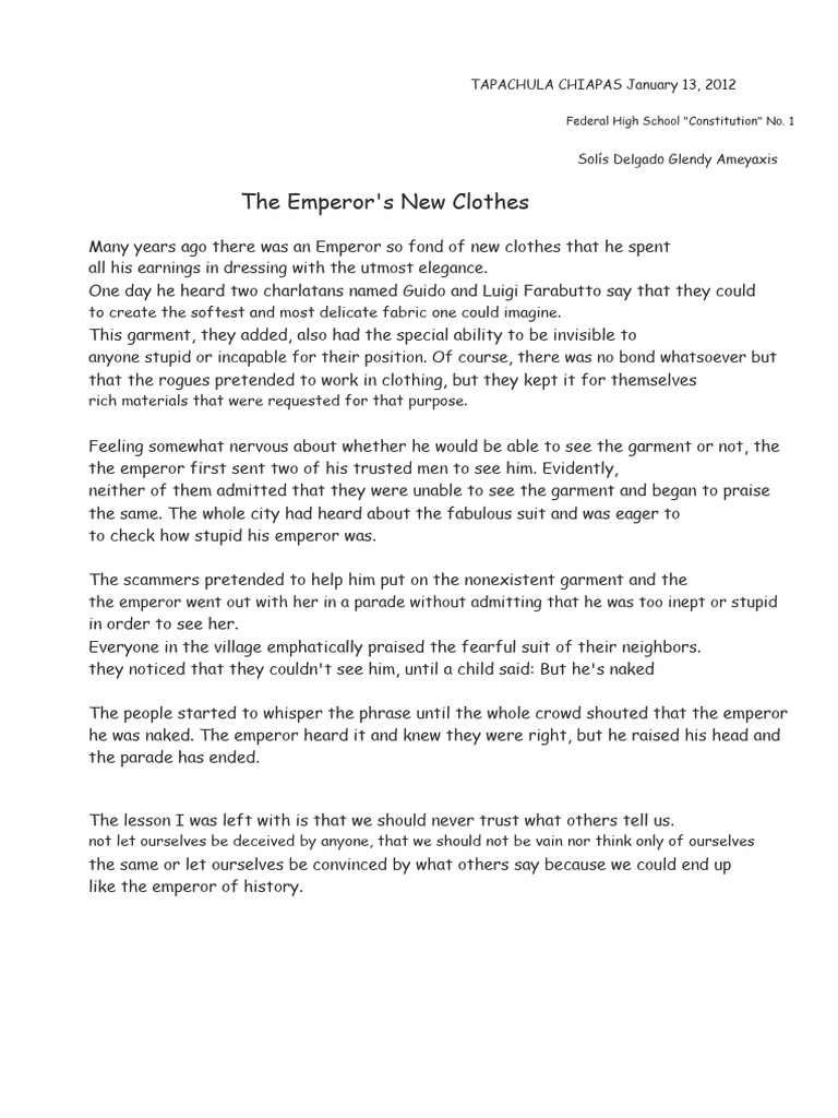 Paraphrase The Emperor's New Clothes | PDF