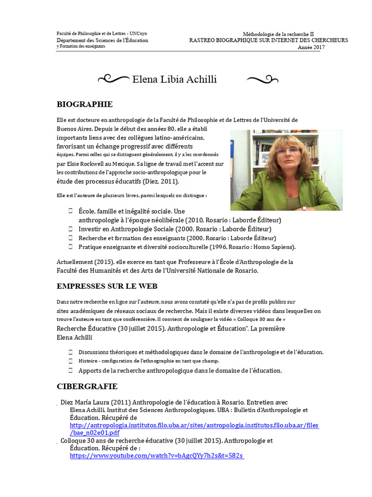 Elena Achilli - Suivi Biographique Sur Internet | PDF | Anthropologie ...