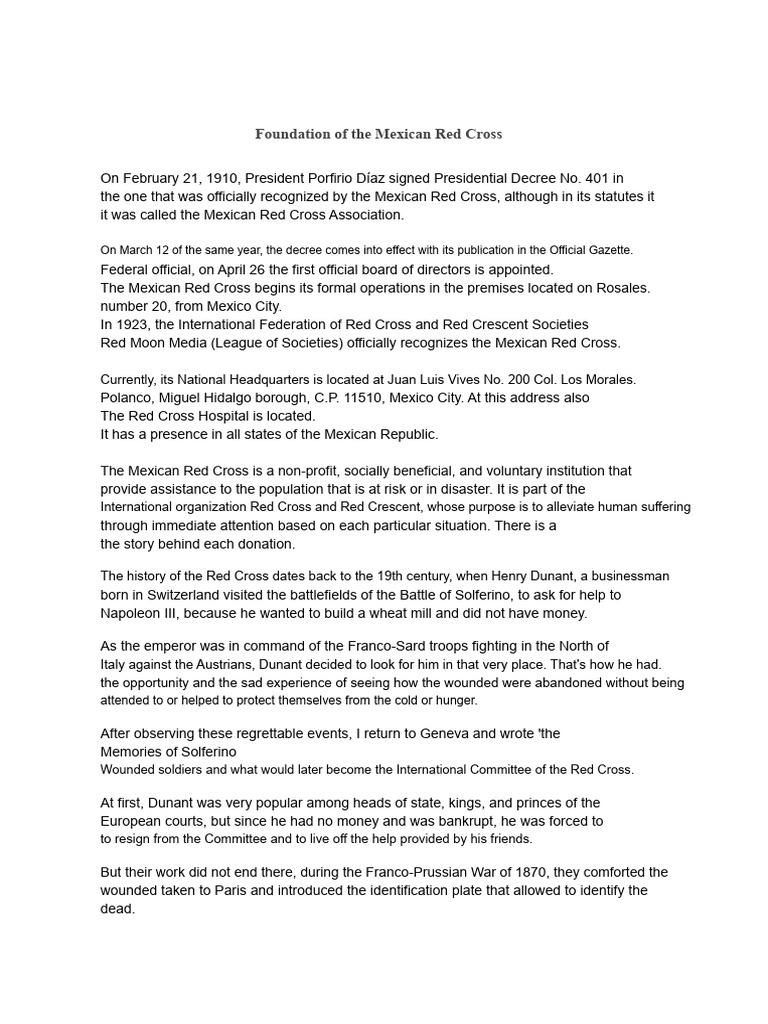 History of the Mexican Red Cross | PDF | International Committee Of The ...