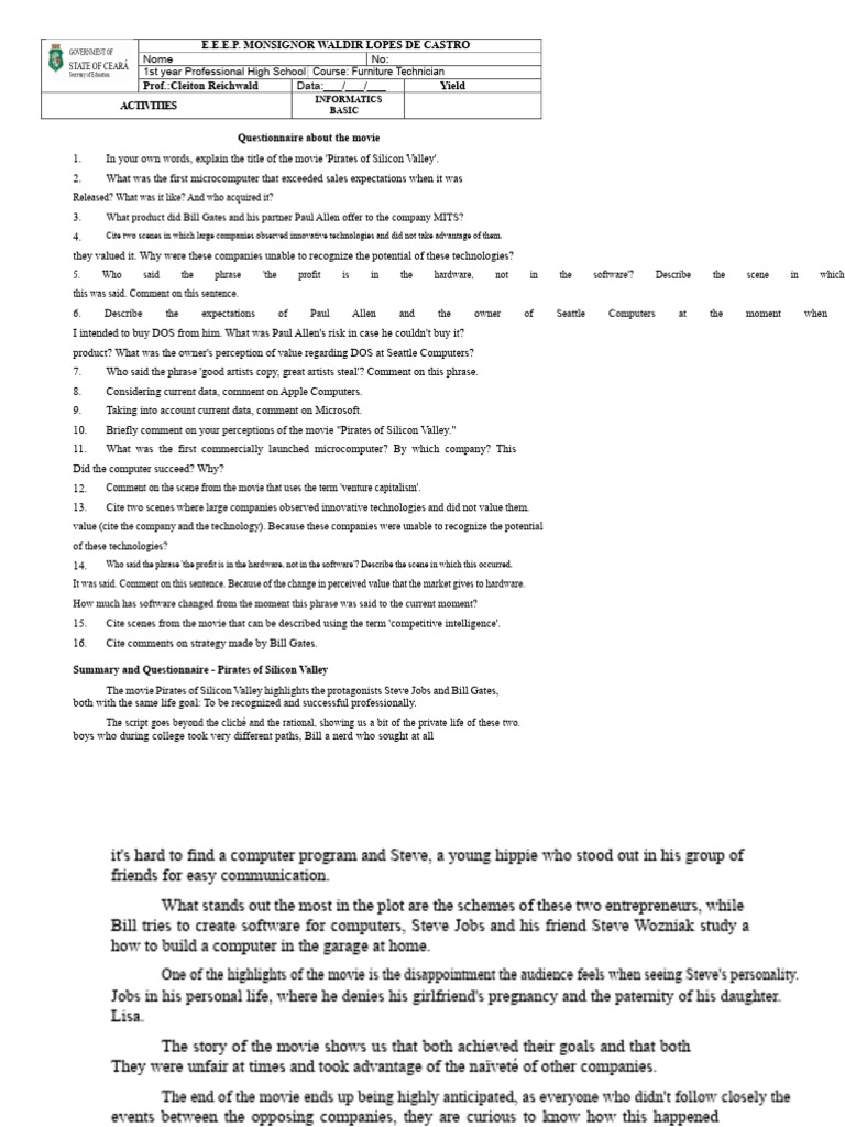 Summary of "Pirates of Silicon Valley" | PDF | Apple Inc. | Steve Jobs