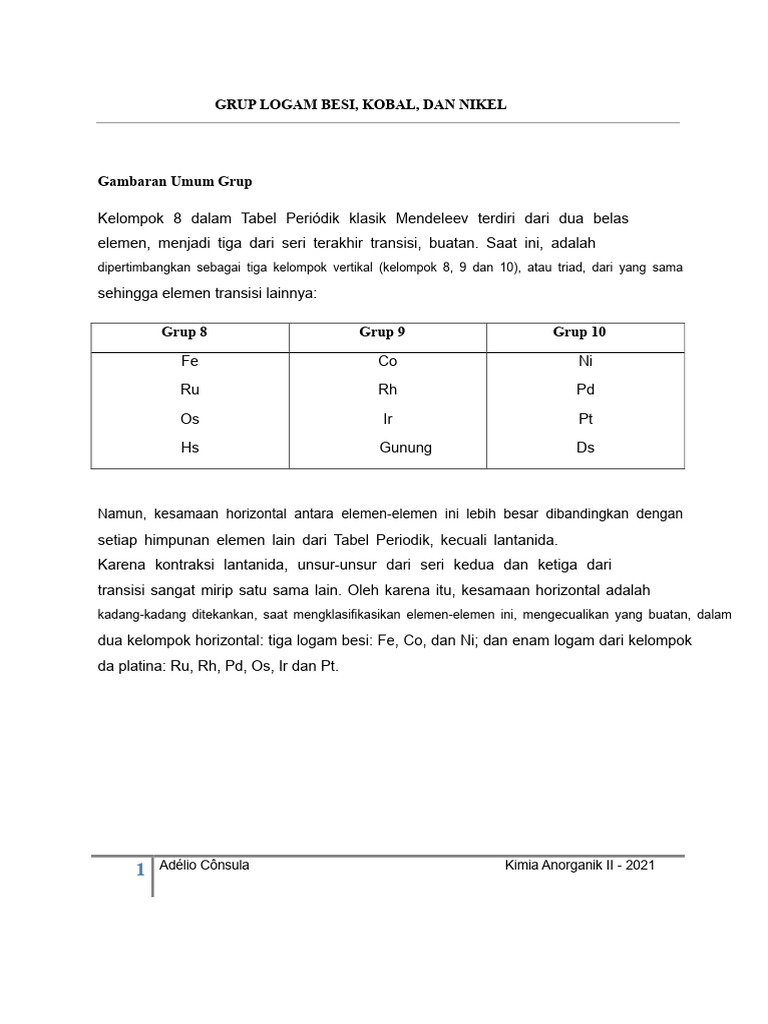 Elemen Grup Logam Besi dan Kobalt | PDF