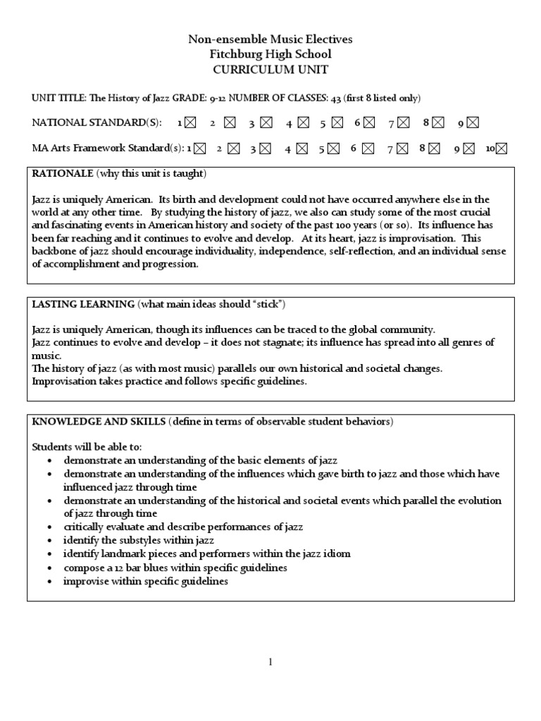 Backbone of Jazz: History & Elements | PDF | Jazz | Blues