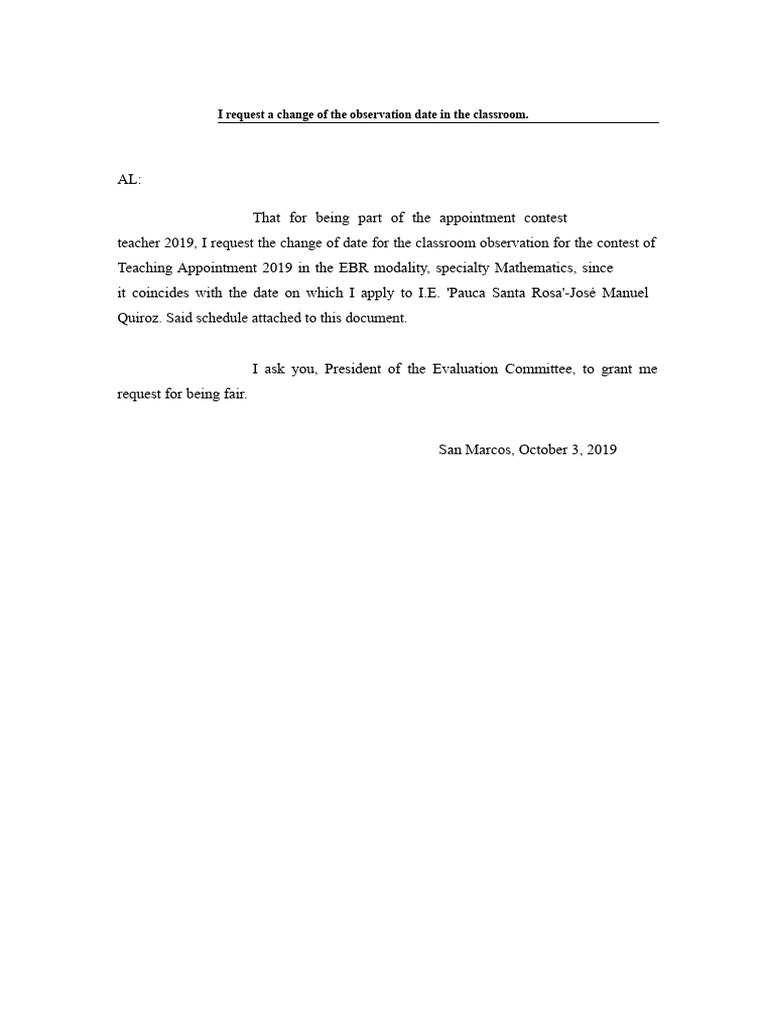 Request For Date Change | PDF