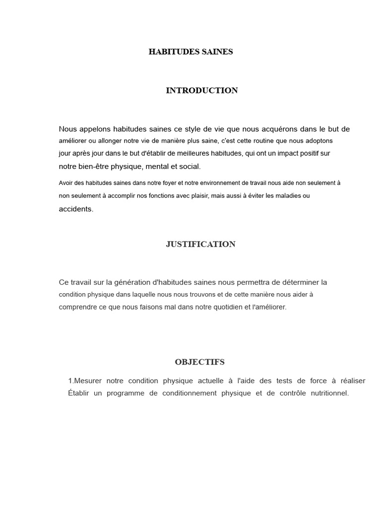 Rapport Sur Les Habitudes Saines | PDF