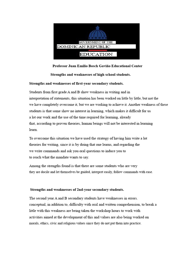 Student Strengths and Weaknesses Analysis | PDF