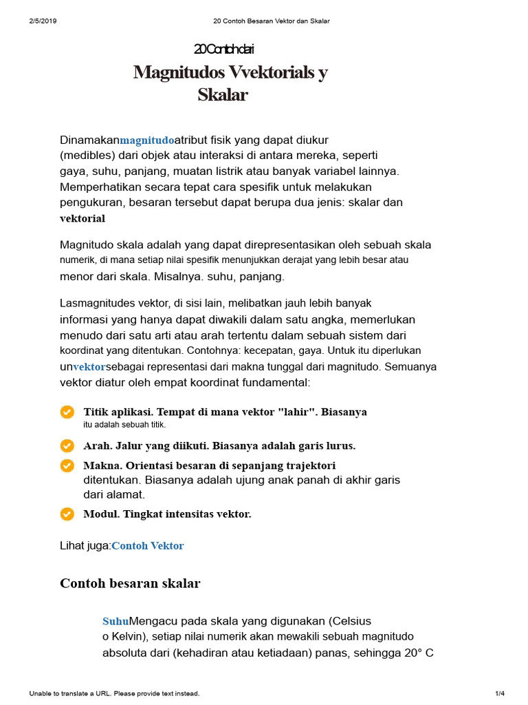 20 Contoh Besaran Vektor Dan Skalar | PDF
