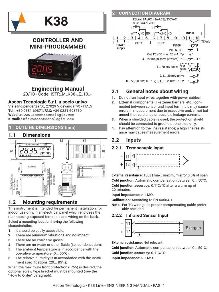 K38 Controller Engineering Manual | PDF | Relay | Electrical Wiring
