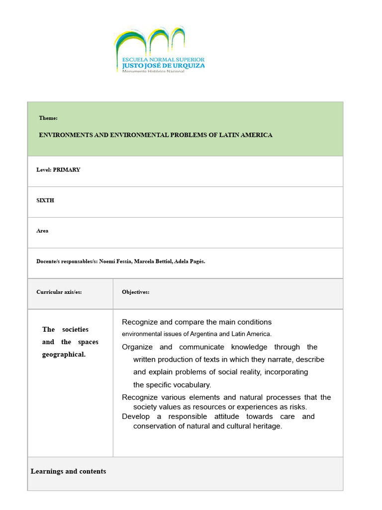 6th Natural Environments and Environmental Problems in Latin America ...