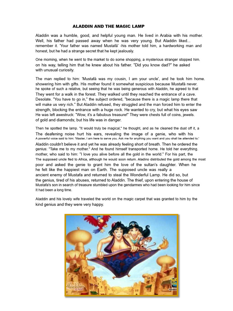 Aladdin and The Wonderful Lamp - One Thousand and One Nights | PDF ...