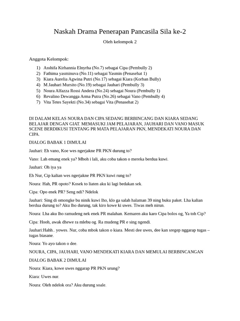Naskah Drama Penerapan Pancasila | PDF