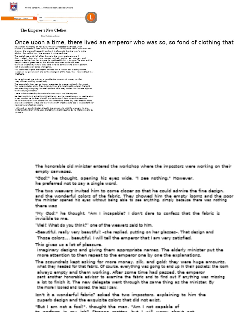 Activity The Emperor's New Clothes 5th Grade | PDF | Weaving | Loom