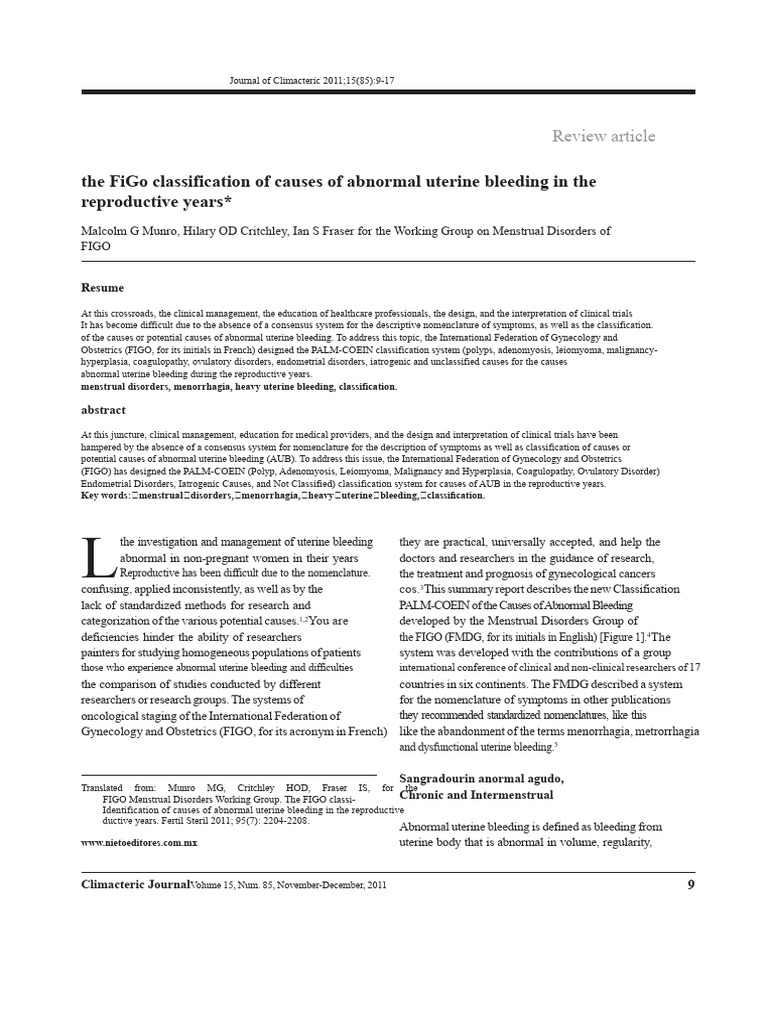 PALM COEIN - FIGO Classification of Causes of Abnormal Uterine Bleeding ...
