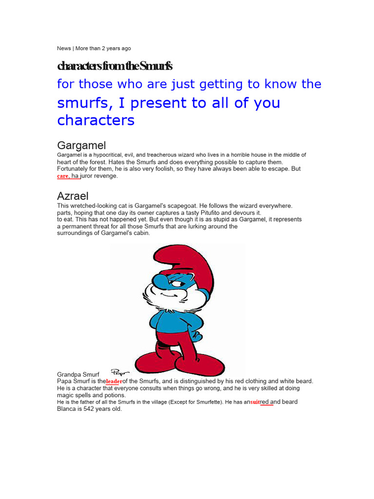 Overview of Smurf Characters | PDF